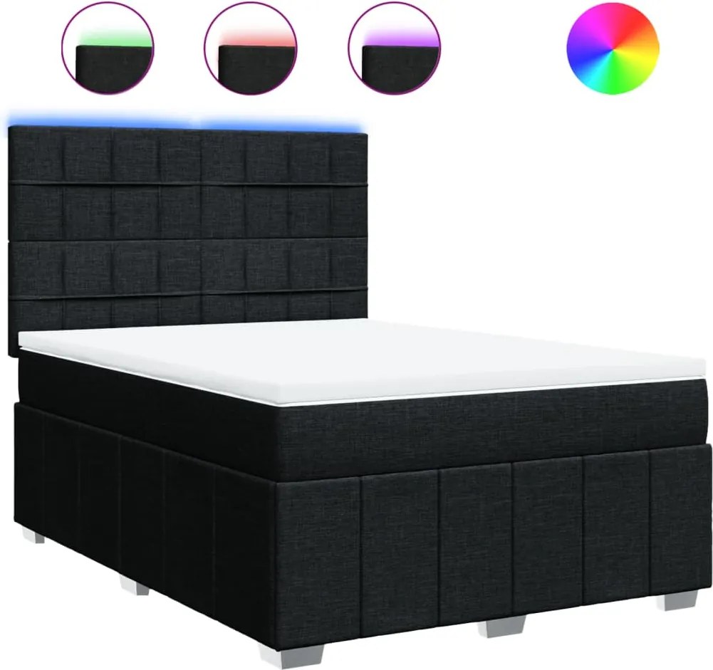 Box spring postel s matrací černá 160x200 cm textil 3294021