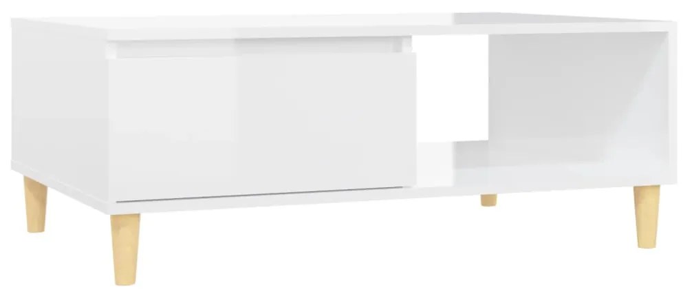 Konferenční stolek bílý vysoký lesk 90 x 60 x 35 cm dřevotříska - Default Title
