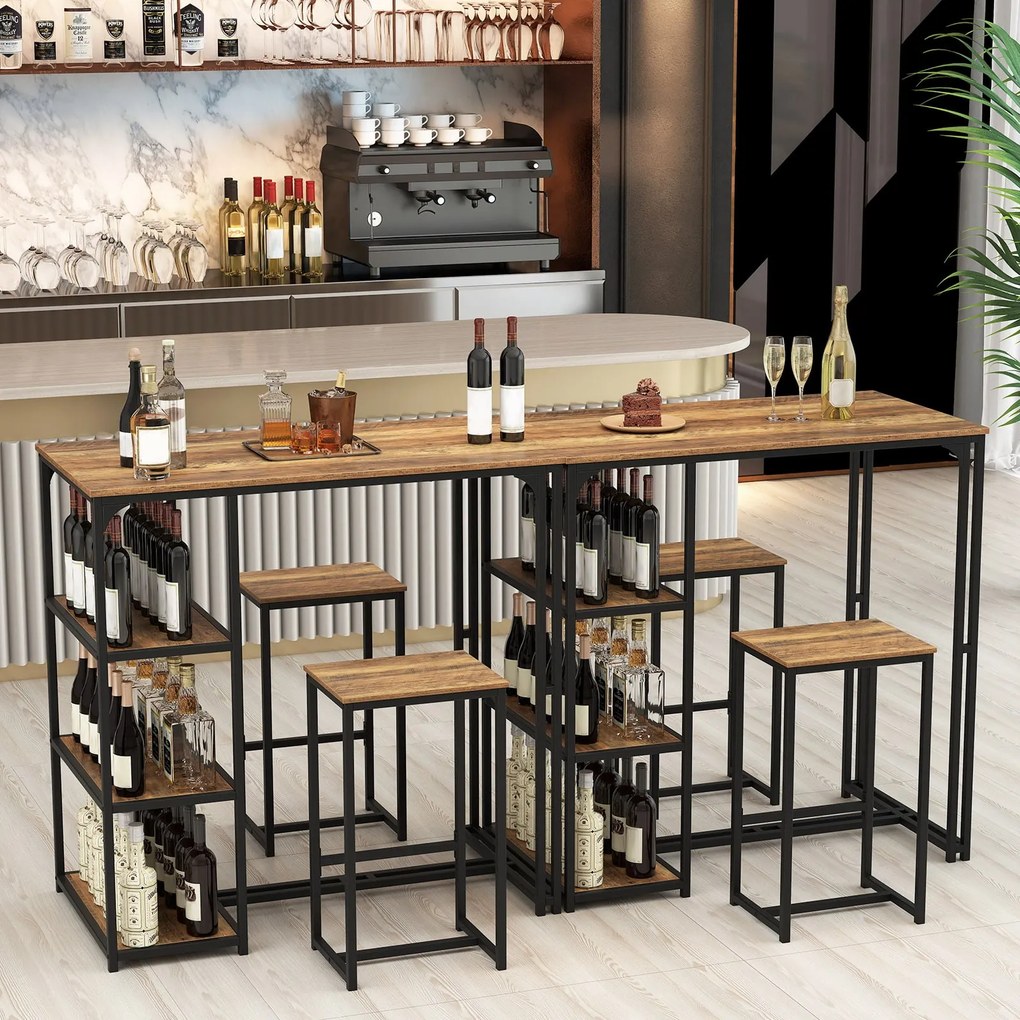 Costway 3 kusová barová stolní sada pro 2 osob, bistro stůl s 2 barovými