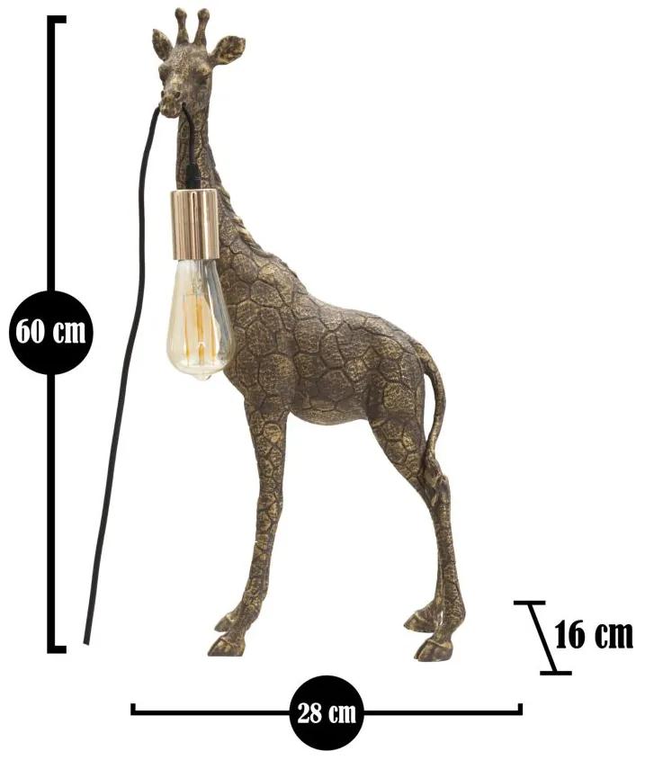 Stolní lampa Mauro Ferretti Giraffe, 28x16x60 cm, starožitná zlatá
