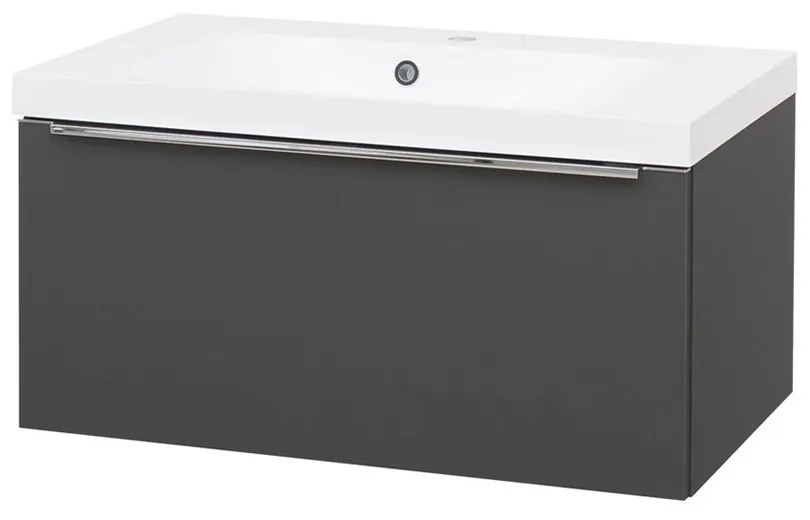 Mereo Mereo, Mailo, koupelnová skříňka s umyvadlem z litého mramoru 81 cm, bílá, dub, antracit, CN536M