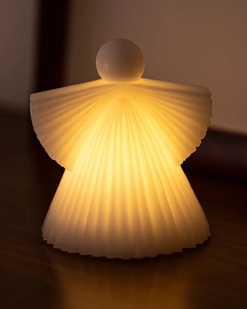 LED svíčka Anděl z pravého vosku na baterie, 11,2 × 12,5 cm, bílý, 2× AA