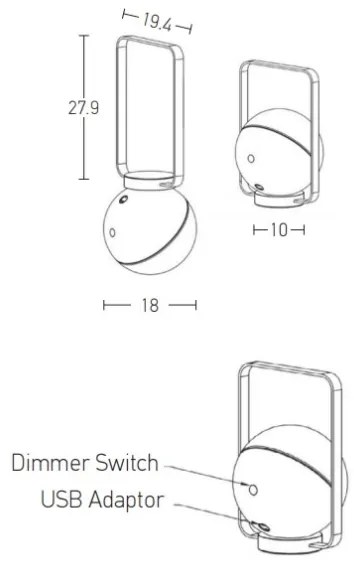 Zambelis E233 - LED Stmívatelná venkovní lampa LED/1,5W/3,7V 2600 mAh IP44 černá
