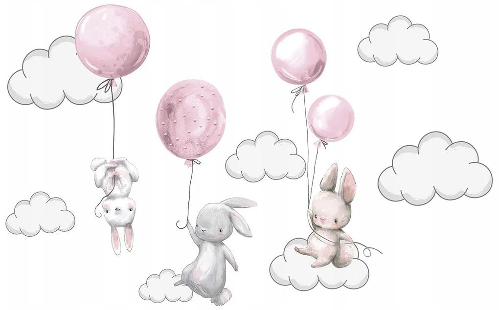 Dětské nálepky na stěnu pro holčičku veselý králíky XXXXL