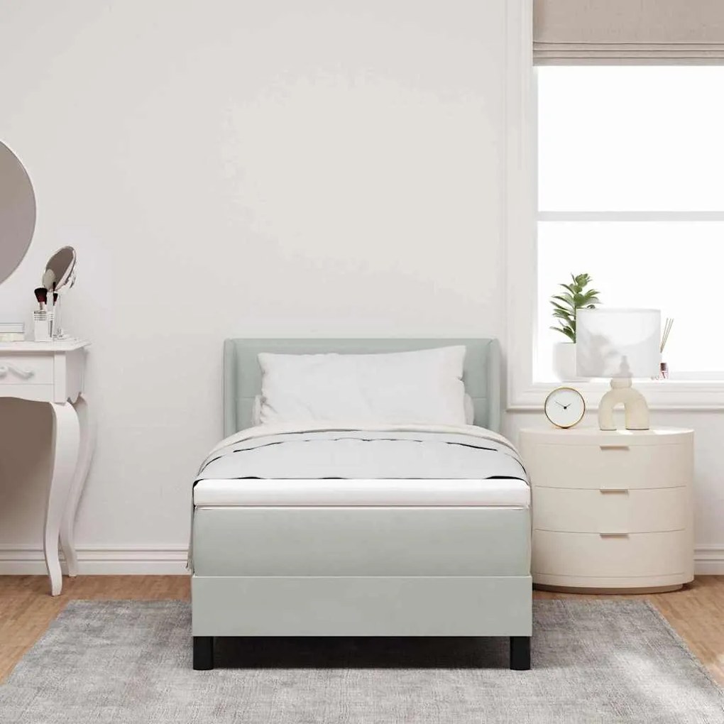 Postel s boxspringem s čelo Světle šedá 190 x 90 cm samet 3341444