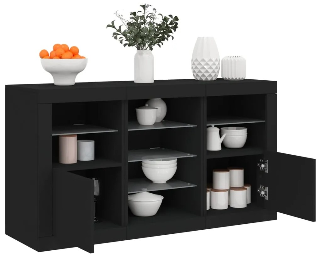 Příborník s LED osvětlením černý 123 x 37 x 67 cm 3209080