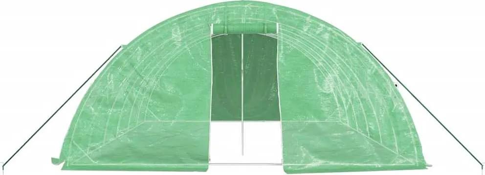 vidaXL Skleník s ocelovým rámem 30 m² 6 x 5 x 2,3 m [3188084] Barva: Zelená