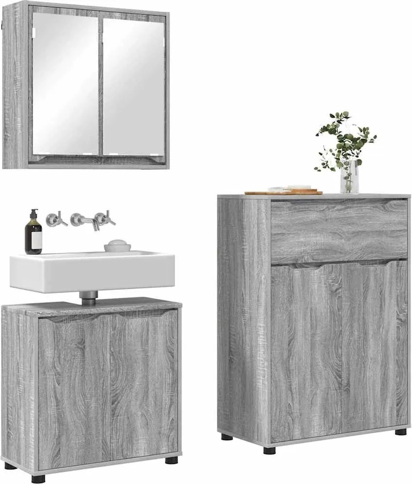 Sada koupelnového nábytku 3 ks Šedá Sonoma 72,5 x 36,5 x 100 cm 3403856