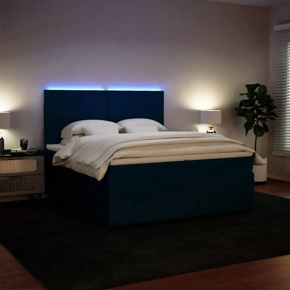 Box spring postel s matrací modrá 200 x 200 cm samet 3294728