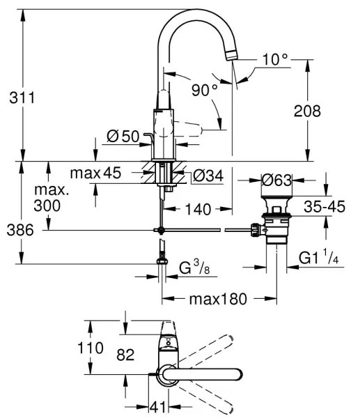 GROHE 24330001 - Umyvadlová baterie EUROSMART velikost L lesklý chrom