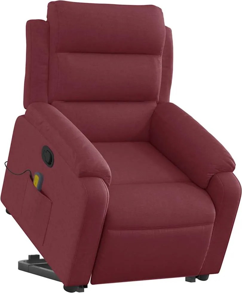 Zvedací masážní polohovací křeslo vínové textil 3204995