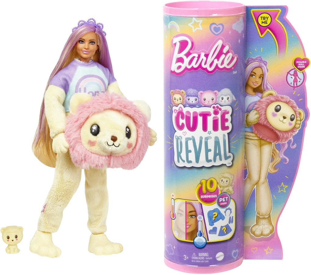 Panenka barbie cutie reveal barbie pastelová edice - lev