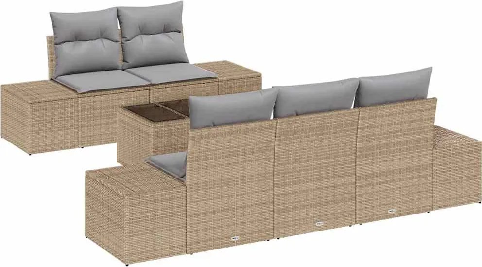 Sada zahradních pohovek 6 ks Beige a šedá polyratan 3355609