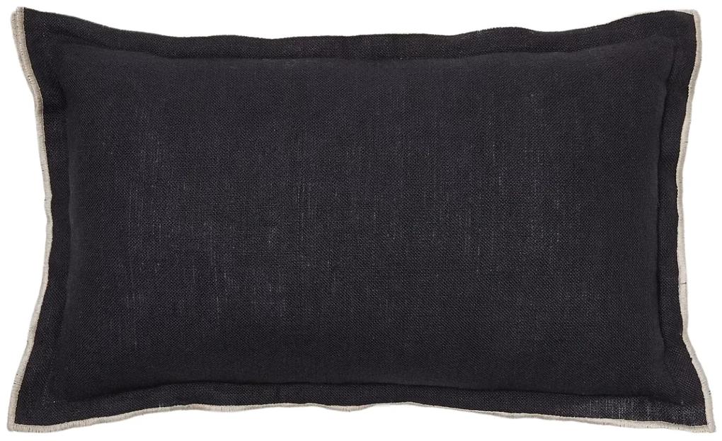 Béžovo-černý lněný povlak na polštář Kave Home Sagi 30 x 50 cm