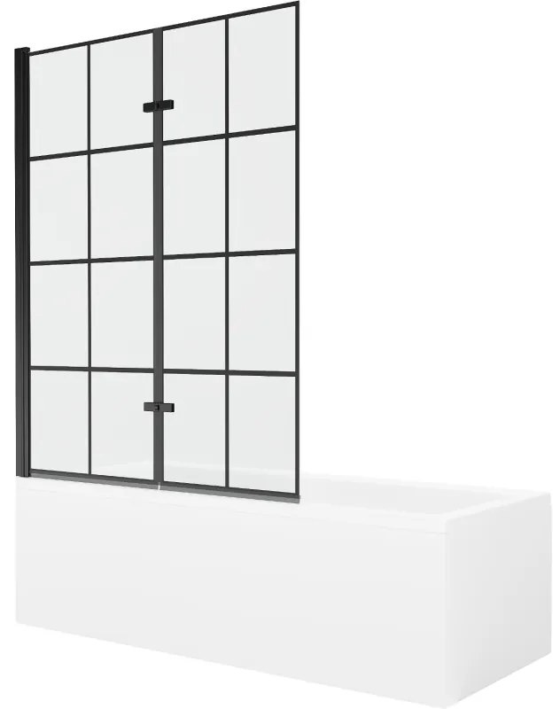 Mexen Cubik obdélníková vana 160 x 70 cms pláštěm 2-křídlovou zástěnou 120 cm, Černý vzor - 550316070X9212027077