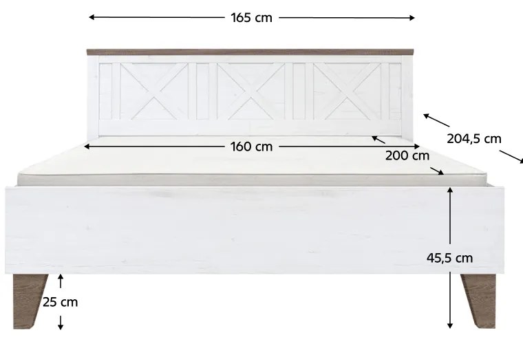 Kondela Postel s roštem, 160x200, borovice canyon/dub sonoma trufel, TEINA