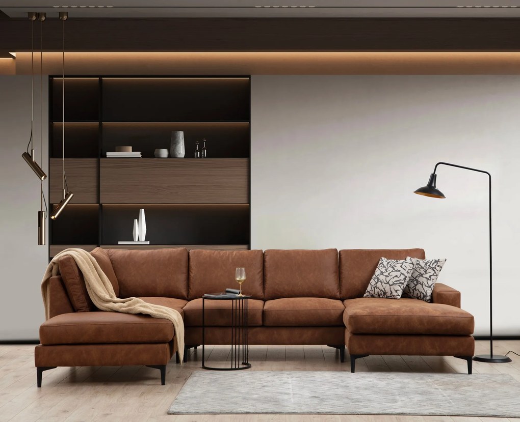 Hanah Home Rohová pohovka PORTO hnědá levá 560ARE1232