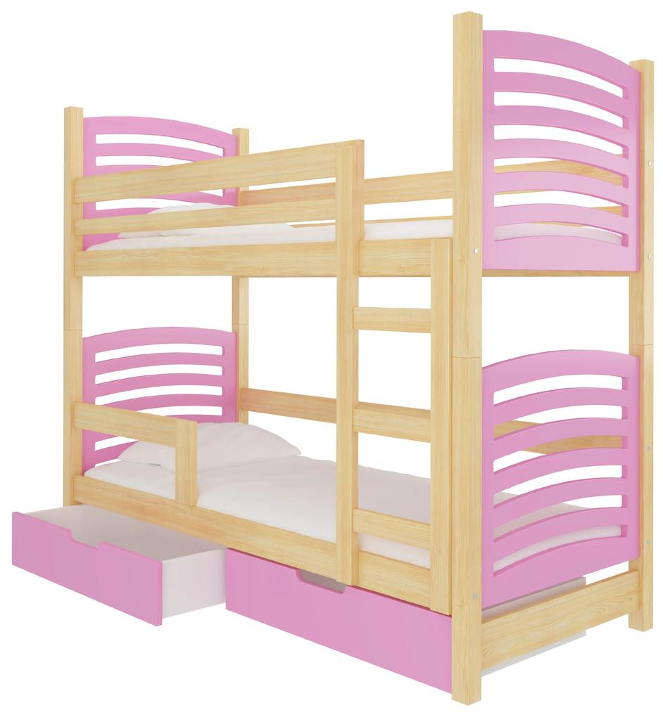 Dvoupatrová postel s matracemi OSUNA Hlavní barva: Bílá, Další barva: Orange