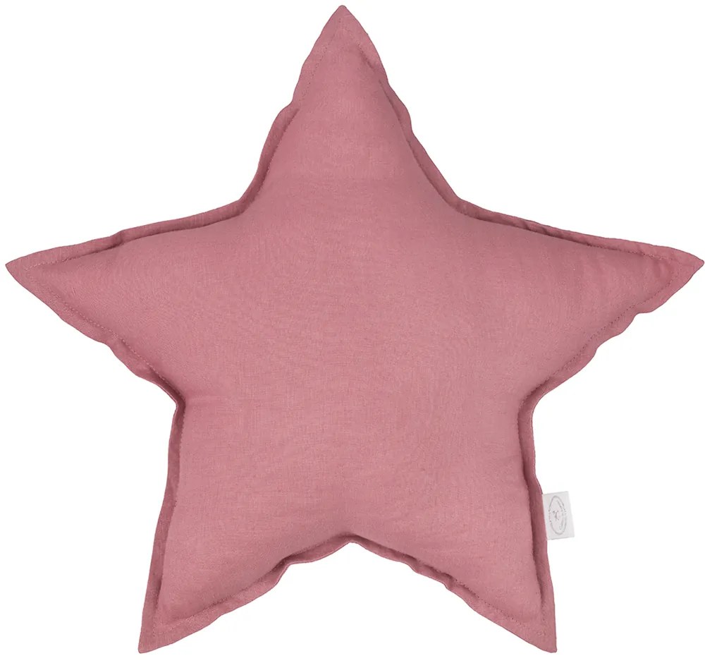 Cotton &amp; Sweets Lněný polštář hvězda sytě růžová 50 cm