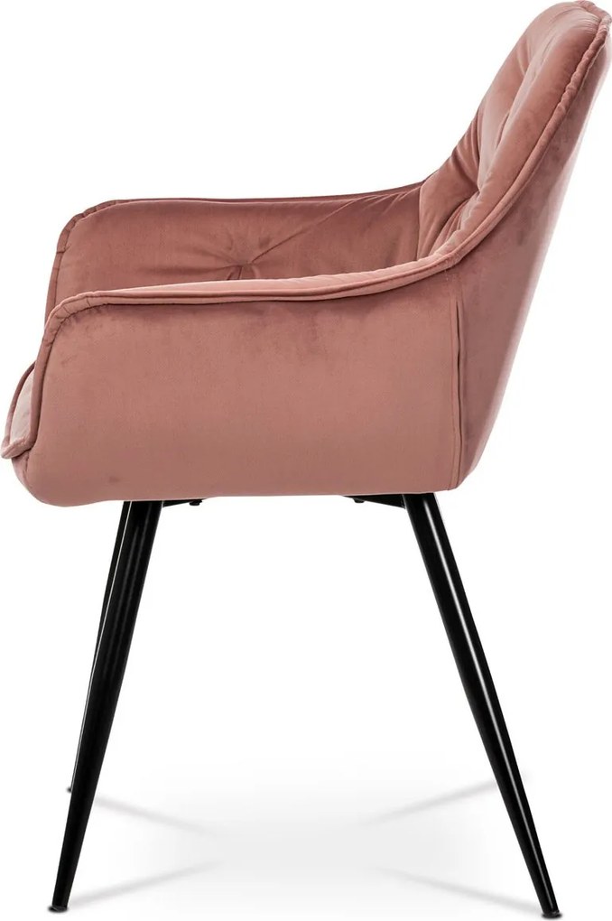 Autronic Designové jídelní křeslo DCH-421 PINK4, starorůžová/černý kov