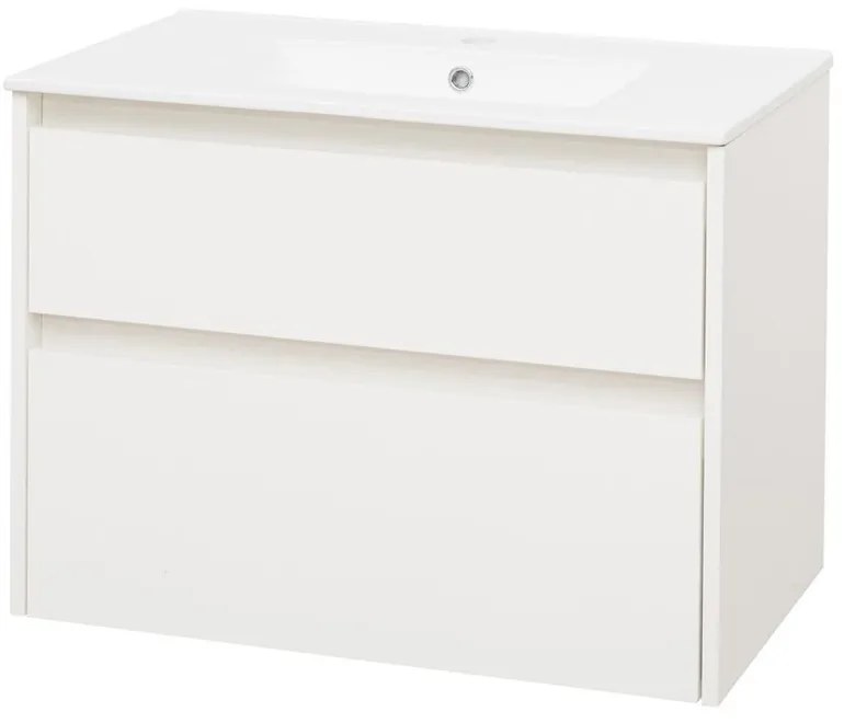 Mereo Mereo, Opto, koupelnová skříňka s keramickým umyvadlem 81 cm, bílá, dub, bílá/dub, černá, CN911