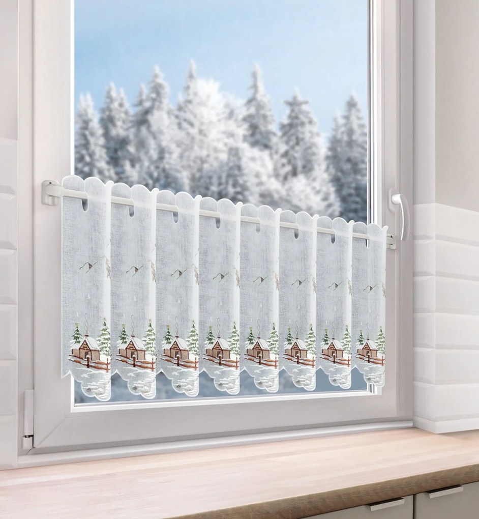 KRÁTKÁ ZÁCLONA NA POUTKÁCH XMAS17 145X40 CM VZOROVANÁ