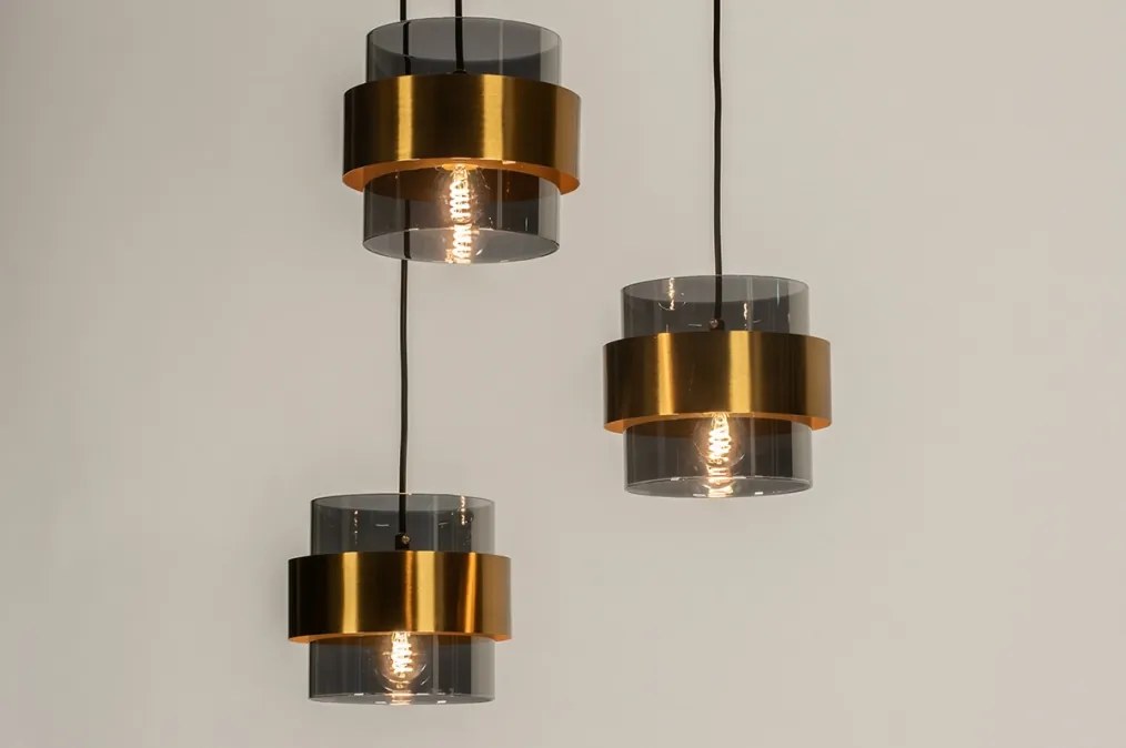 Závěsné svítidlo nad jídelní stůl Retro 70er Trio Round Black and Gold