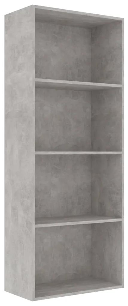 Knihovna Bieber - 4 police - betonově šedá | 60x30x151,5 cm