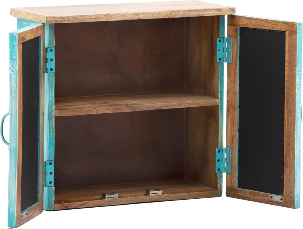 furniture-nabytek.cz - Masivní zrcadlová skříňka Santoro z mangového dřeva, modrá