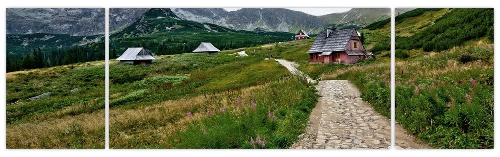 Obraz - Horská krajina s domečky (170x50 cm)