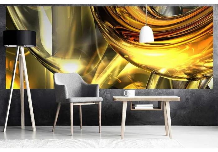 DIMEX | Panoramatická vliesová fototapeta na zeď Zlatý abstrakt MP-2-0291  | 375 x 150 cm | zlatá, černá