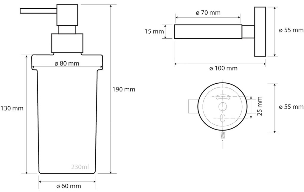Sapho, X-STEEL dávkovač tekutého mýdla 250ml, broušená nerez, XS101