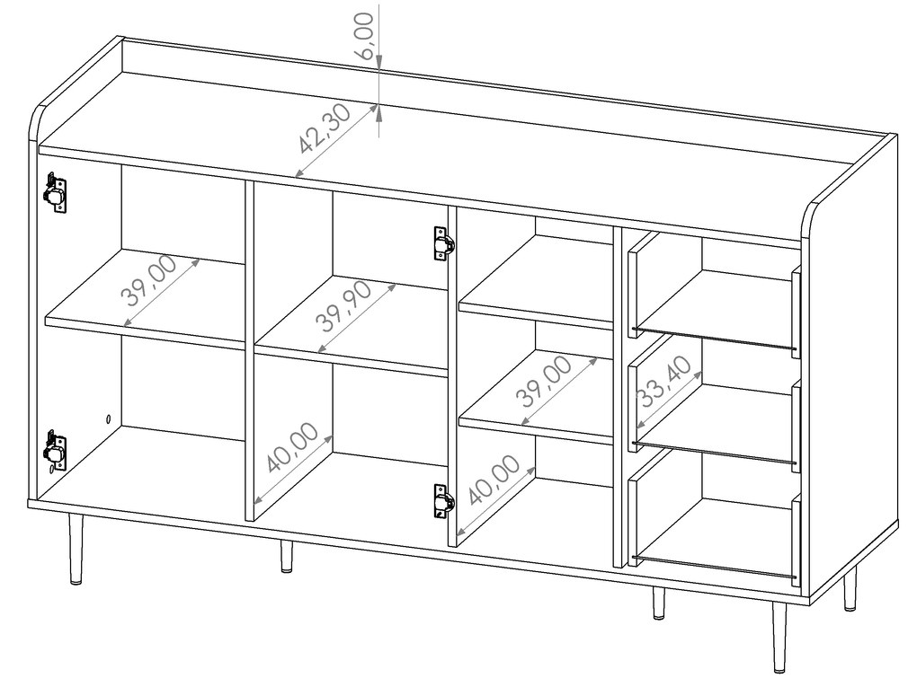 GAB Komoda NEFERTUM K2D3SZ, 150 cm