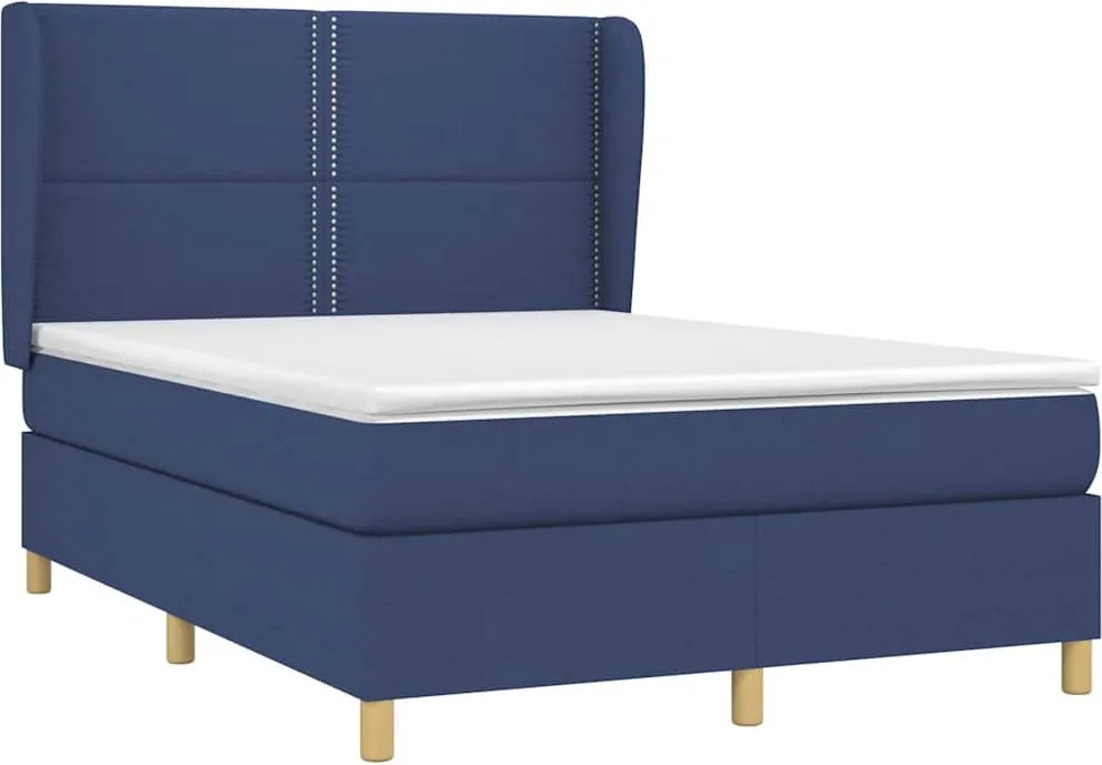 Box spring postel s matrací modrá 140x200 cm textil 3128451