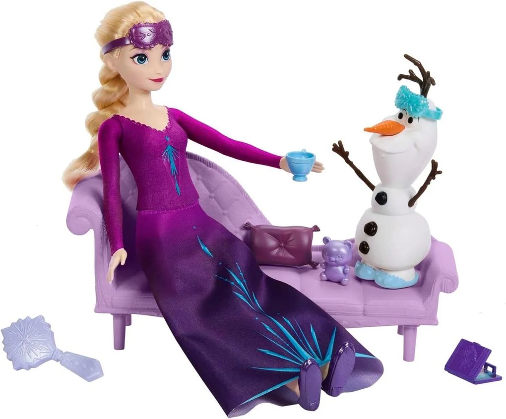 Mattel disney frozen elsa na dobrou noc s figurkou olafa, hlx27