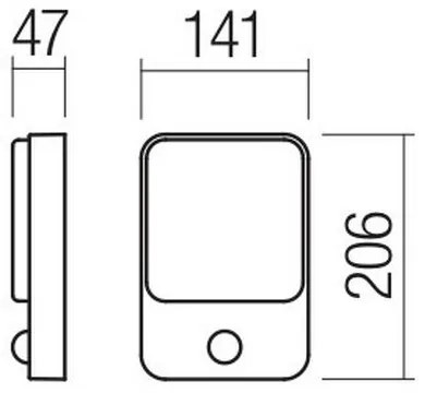 Redo 90133 - LED Venkovní nástěnné svítidlo se senzorem COLIN 1xLED/9W/230V IP54
