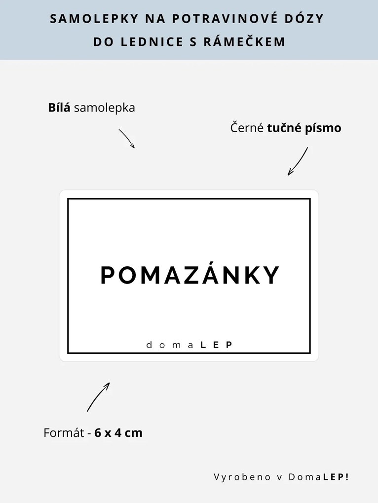 POMAZÁNKY - Samolepka s rámečkem na dózy do lednice, 6 x 4 cm