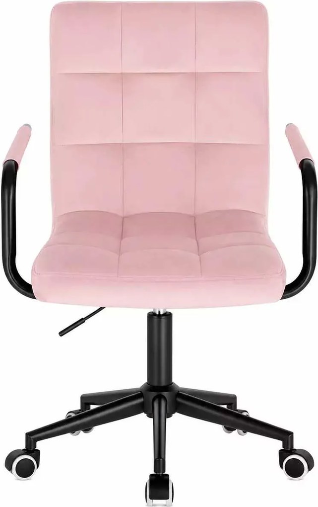 LuxuryForm DESIGN Otočná židle VERONA BLACK VELUR na černé podstavě s kolečky - růžová