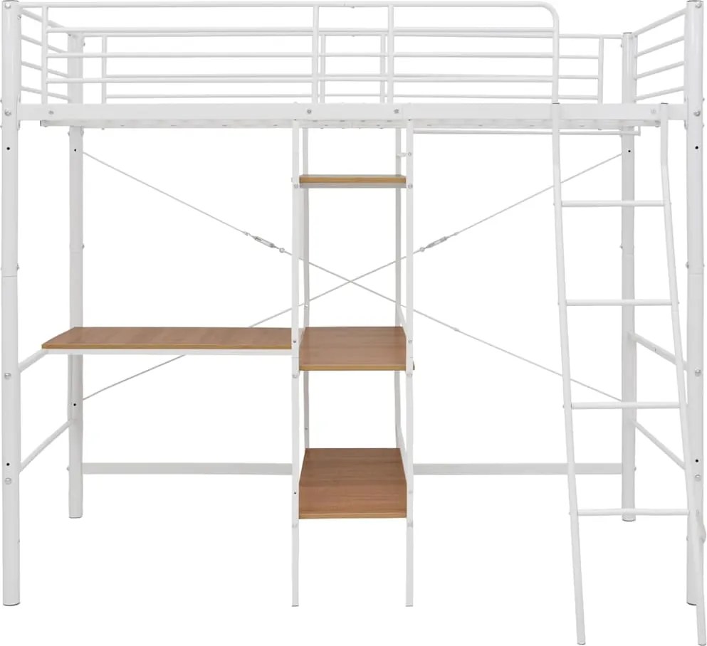 Rám poschoďové postele se stolem bílý kov 90 x 200 cm 287906