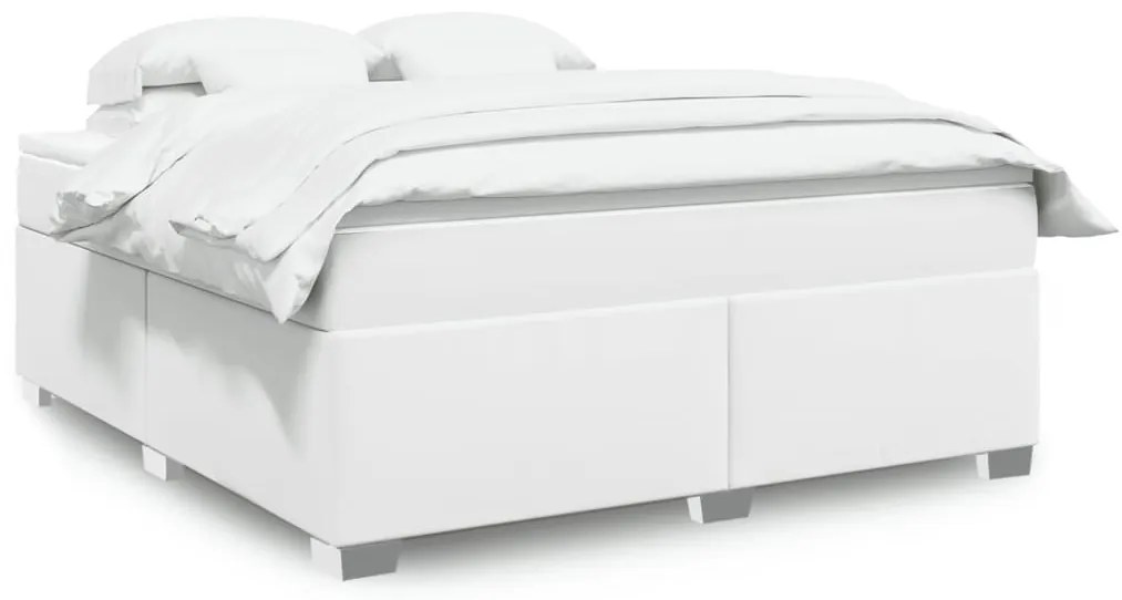 Box spring postel s matrací bílá 180x200 cm umělá kůže 3285222