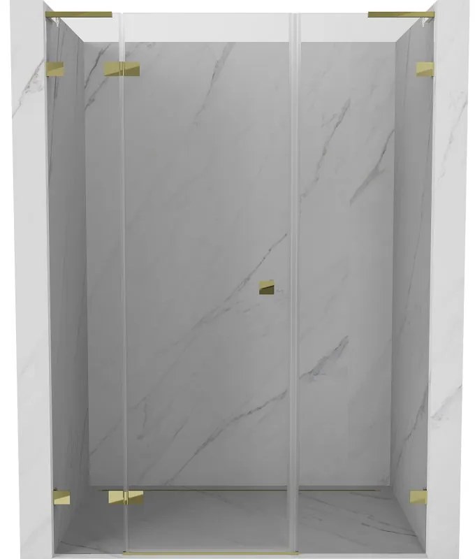 Mexen Lunar L sprchové dveře otočné levé 130 cm, transparentní, zlaté - 834SL-130-050-50-00-L