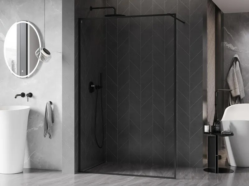 Mexen Kioto-F, sprchová zástěna s rámem 115 x 202 cm, 8 mm čiré sklo, černý profil, 800-115-104-70-00