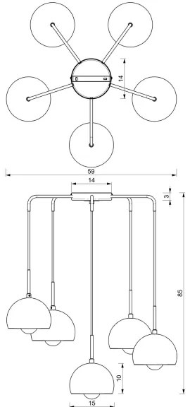 Lustr na lanku COOL 5xE27/60W/230V
