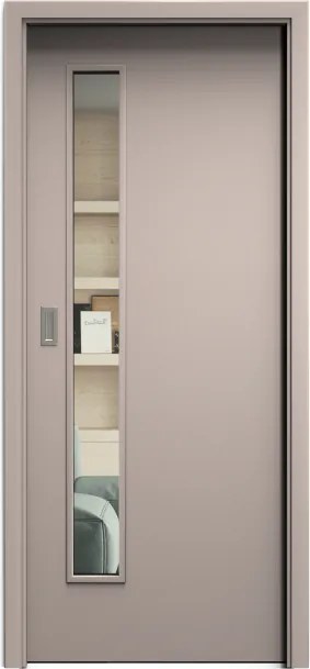 SAPELI ELEGANT KOMFORT M60 - CPL LAMINÁT - POSUVNÉ DVEŘE VČ. ZÁRUBNĚ - Taupe Průchozí šířka (cm): 110, Průchozí výška (cm): 210, Typ skla: Čiré sklo