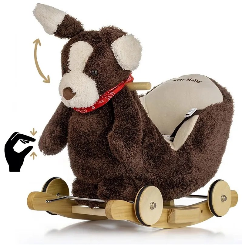 Houpací pejsek s melodií a kolečky Milly Mally Polly Plus Brown Dog
