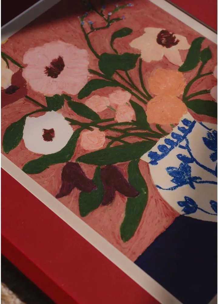 Plakát 30x40 cm Flowers on Blue Table – Carla Llanos – The Poster Club