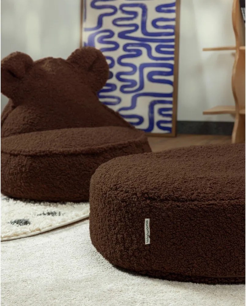 Tmavě hnědý dětský sedací vak z textilie bouclé Warm Hazel – Wigiwama
