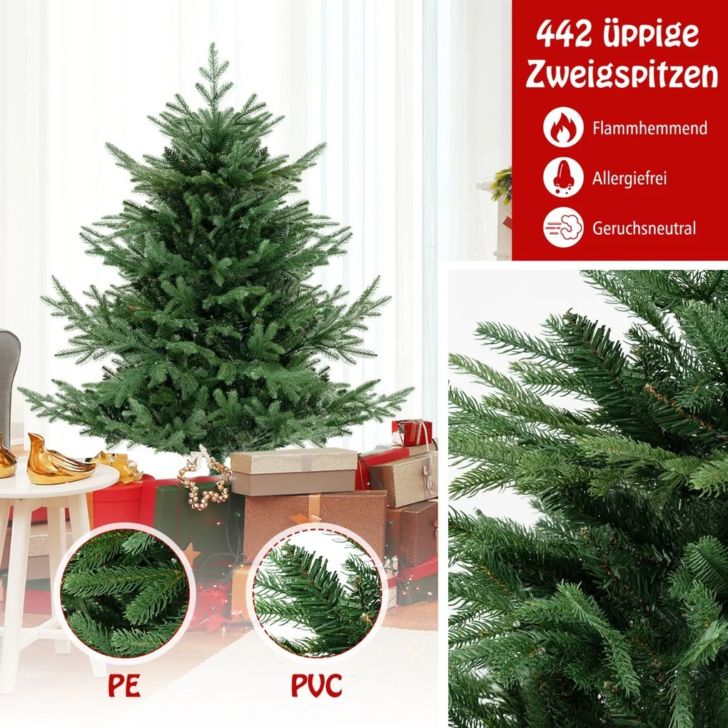 Costway 135 cm umělý vánoční stromeček se světly Vánoční stromeček se 160