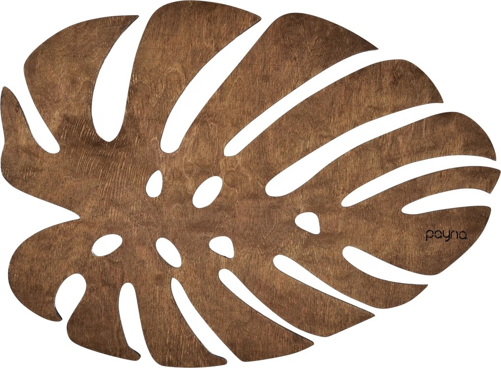 Sada 4 ks dřevěných prostírání WOODY MONSTERA ořech