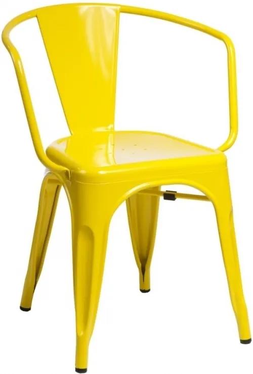 Jídelní židle Tolix 45 s područkami, žlutá